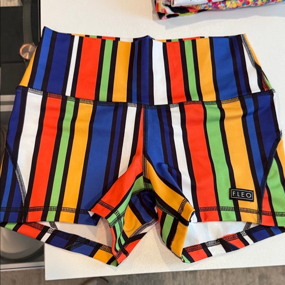 Fleo | Shorts | Fleo Colorful Striped Shorts | Poshmark
